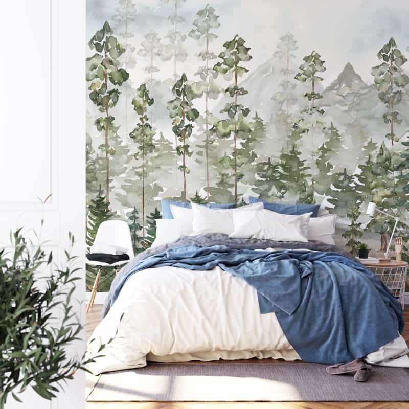 Tapet Pine Forest Black & White