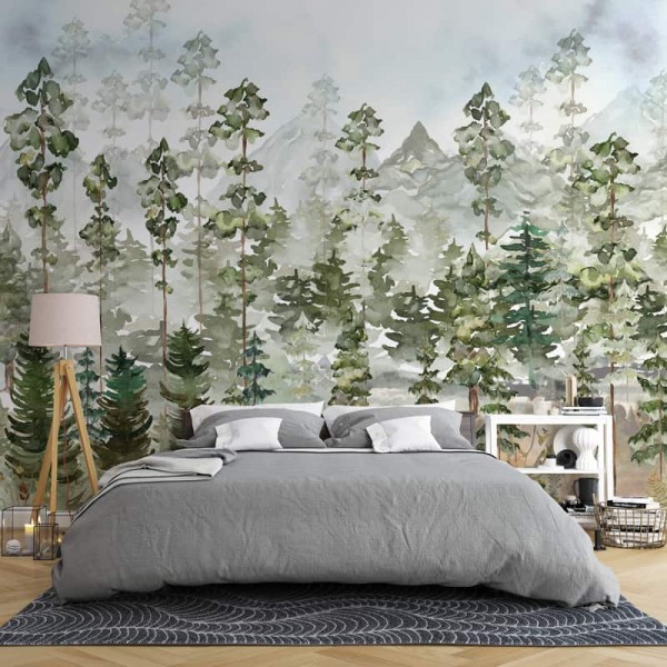Tapet Pine Forest Black & White