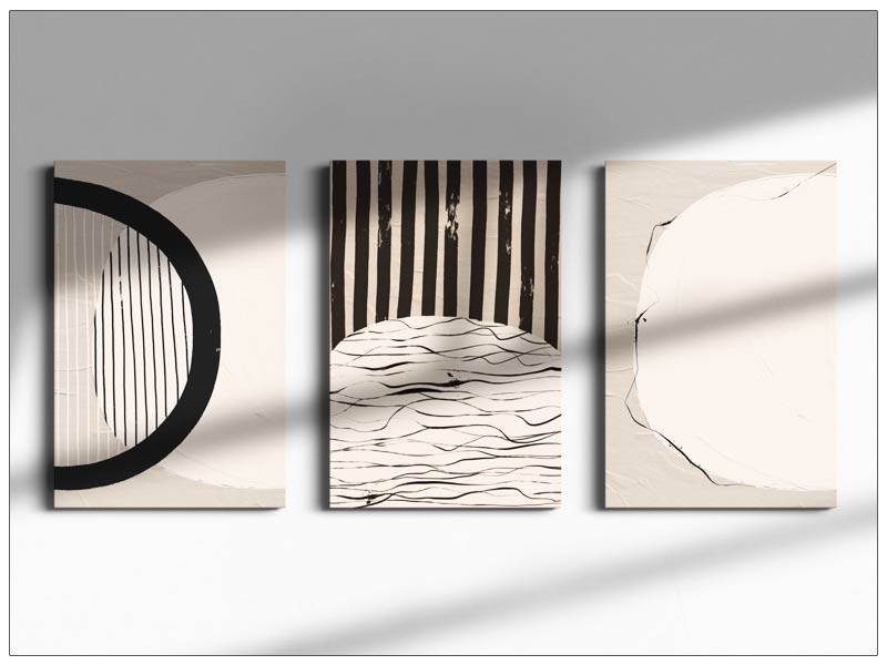 Set 3 Tablouri Abstract Art | Abstract Beige Paintbrush